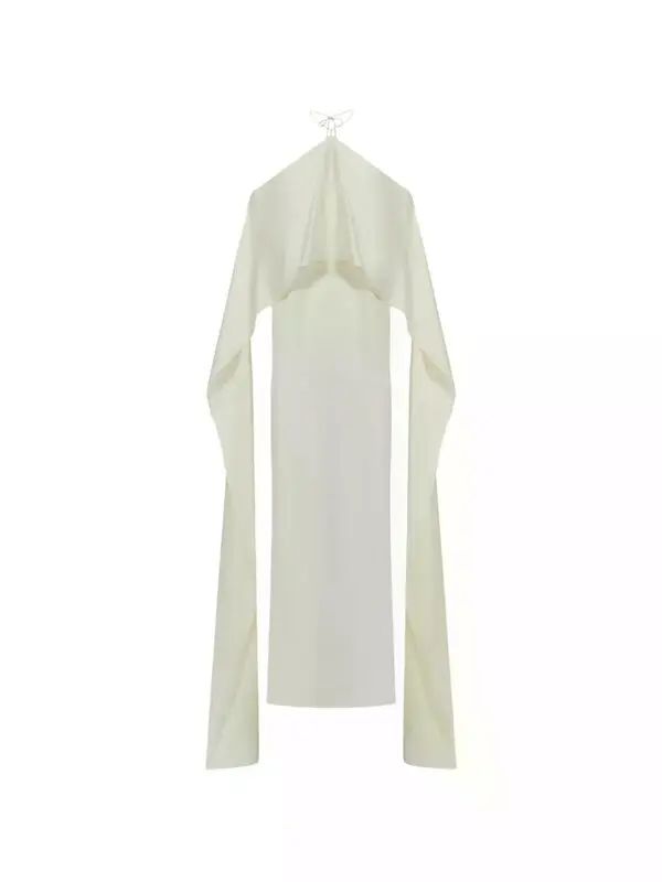 TALLER MARMO Halterneck Cape Dress - Neutrals
