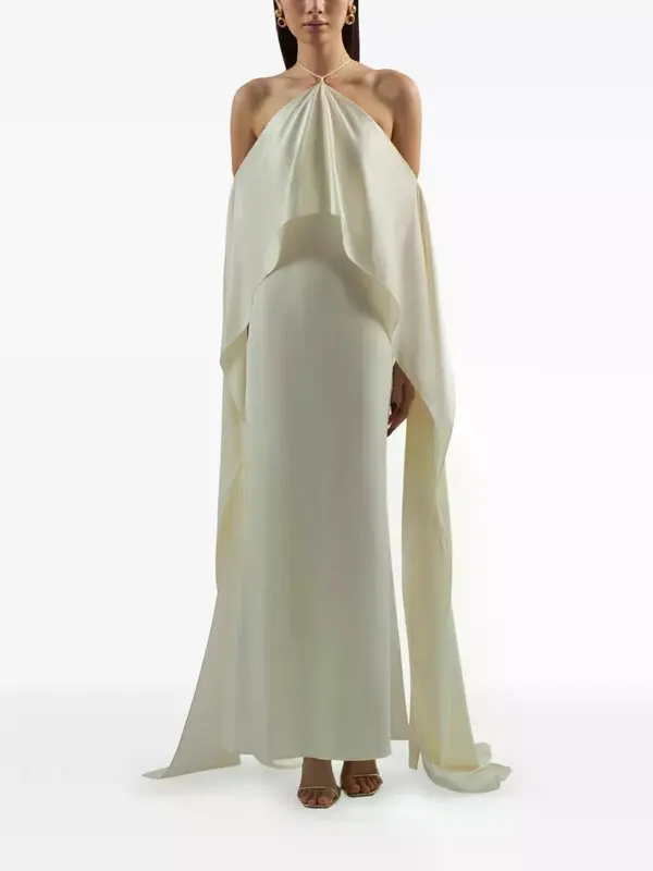 TALLER MARMO Halterneck Cape Dress - Neutrals