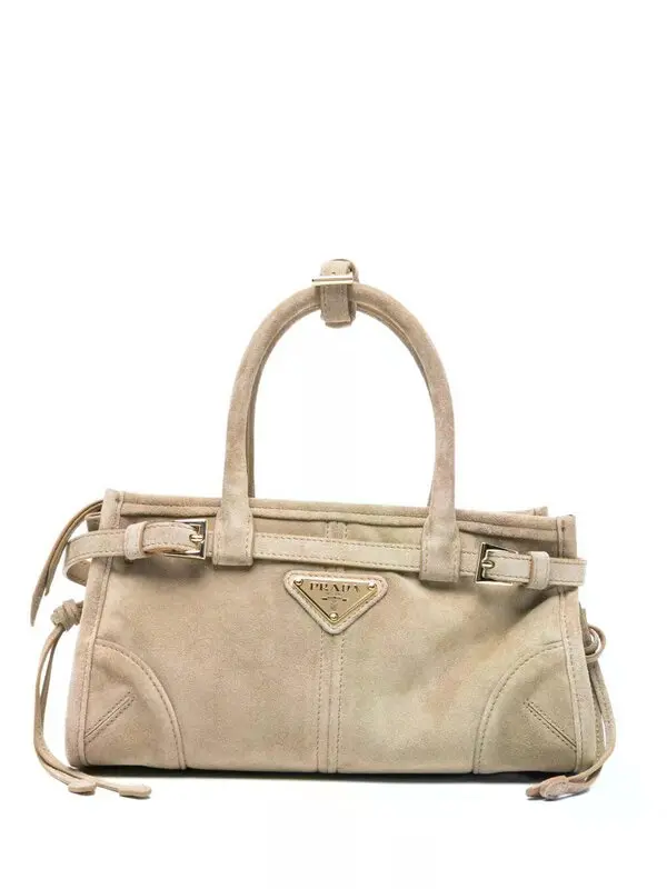 Prada Buckle Suede Tote Bag