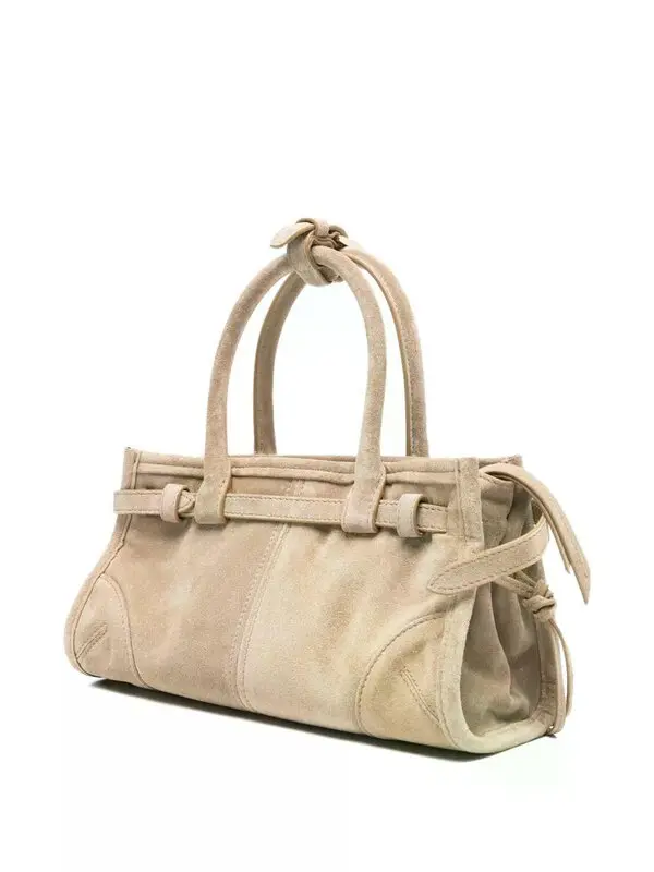 Prada Buckle Suede Tote Bag