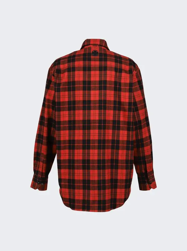 Vetements Leather Cross Flannel Shirt Black And Red Check