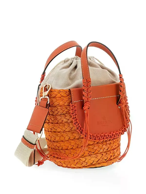 CUBA LAB Habanera Braided Handle Bucket Bag - Orange