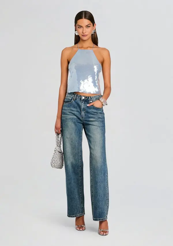 Retrofete Norma Sequin Halter Top - Glace