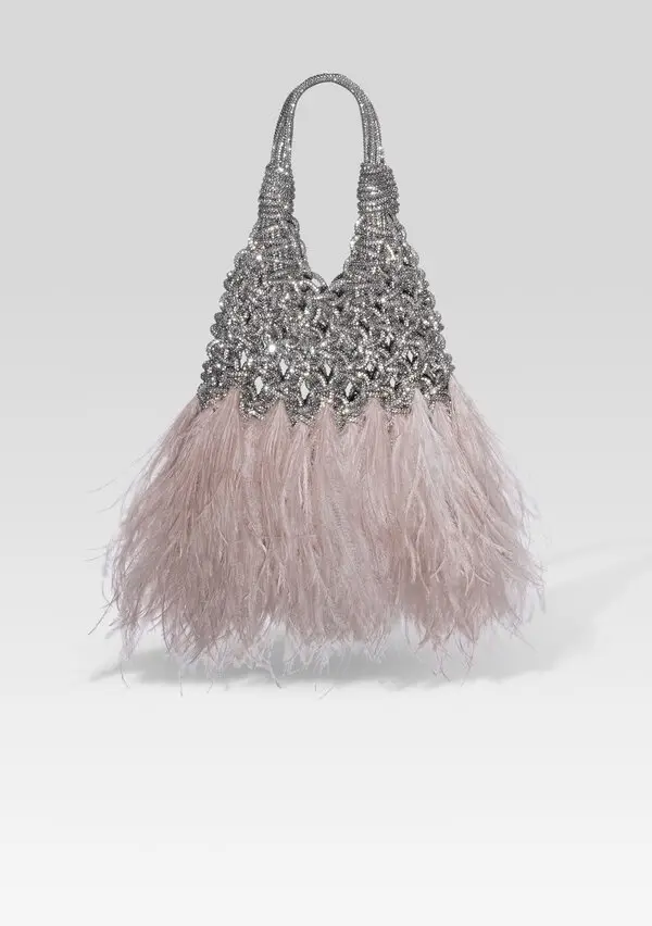 HIBOURAMA Vannifique Mini Feathers Bag - Crystal