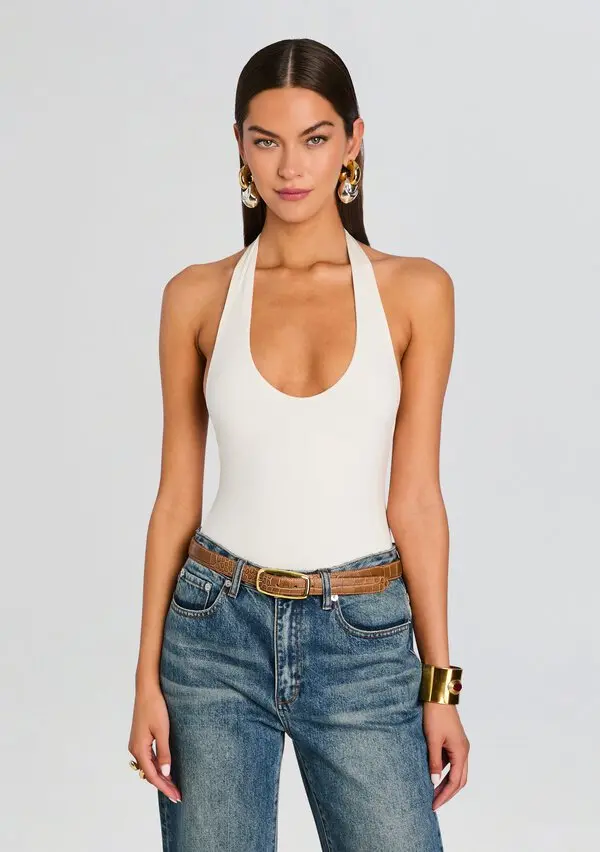 SANS FAFF Bamboo Halter Bodysuit - White