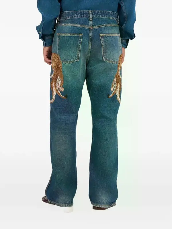 Roberto Cavalli Tiger-embroidered Jeans