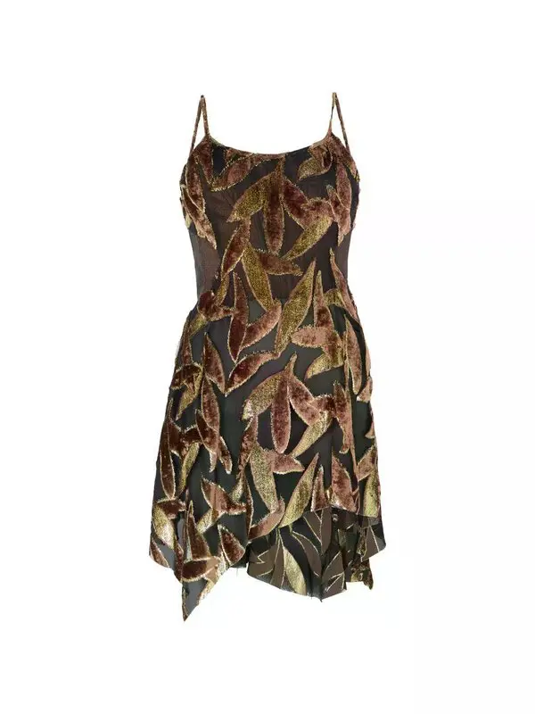 Roberto Cavalli Foliage-motif Mini Dress - Brown