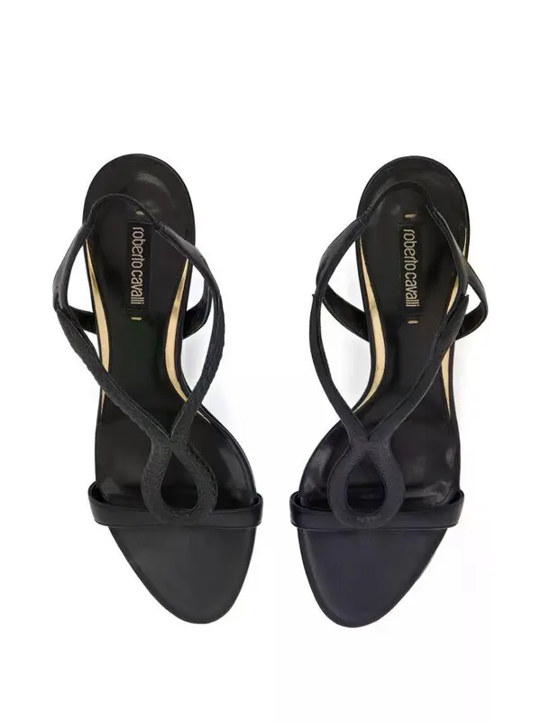 Roberto Cavalli T-strap Stiletto Sandals - Black