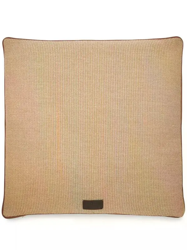 Brunello Cucinelli Logo-appliqué Interwoven-design Cushion - Neutrals