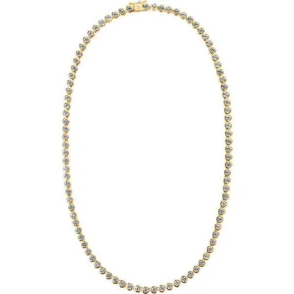 ST. MORAN Bezeled Cubic Zirconia Tennis Necklace - Gold