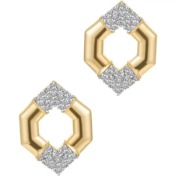 ST. MORAN Hexagon Stud Earrings - Gold