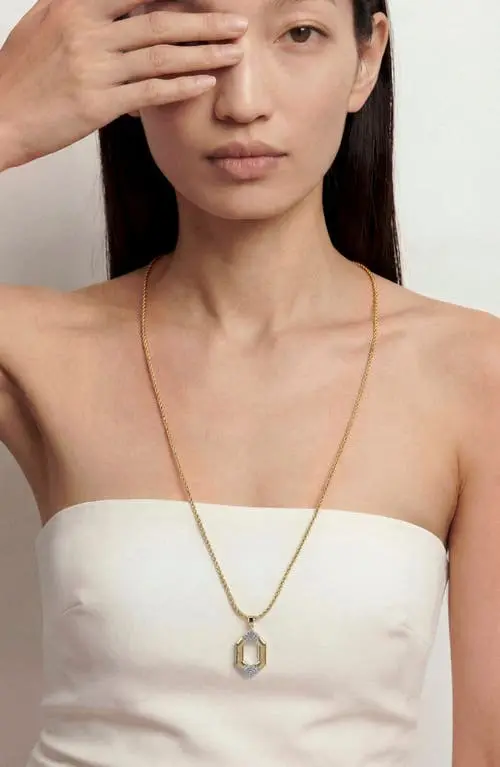 ST. MORAN Hexagon Pavé Pendant Necklace