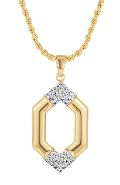 ST. MORAN Hexagon Pavé Pendant Necklace - Gold