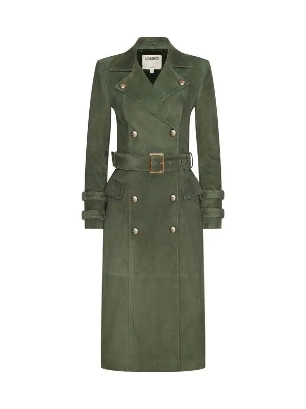 L'Agence Celina Suede Trench Coat - Clover