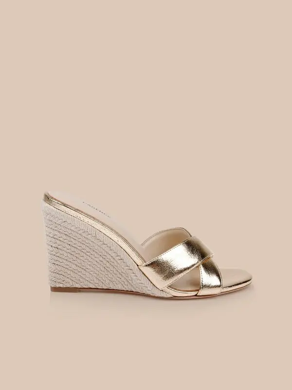 L'Agence Rosaline Wedge Espadrille - Gold Crackle Leather