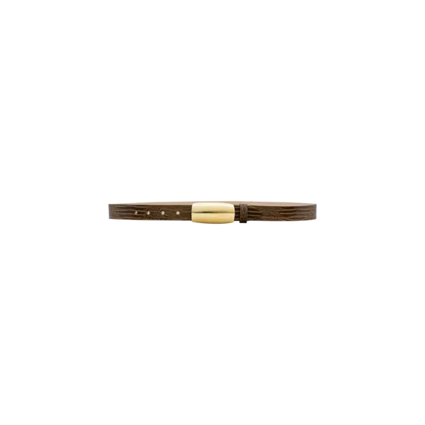 L'Agence Marlowe Leather Belt - Cognac Lizard