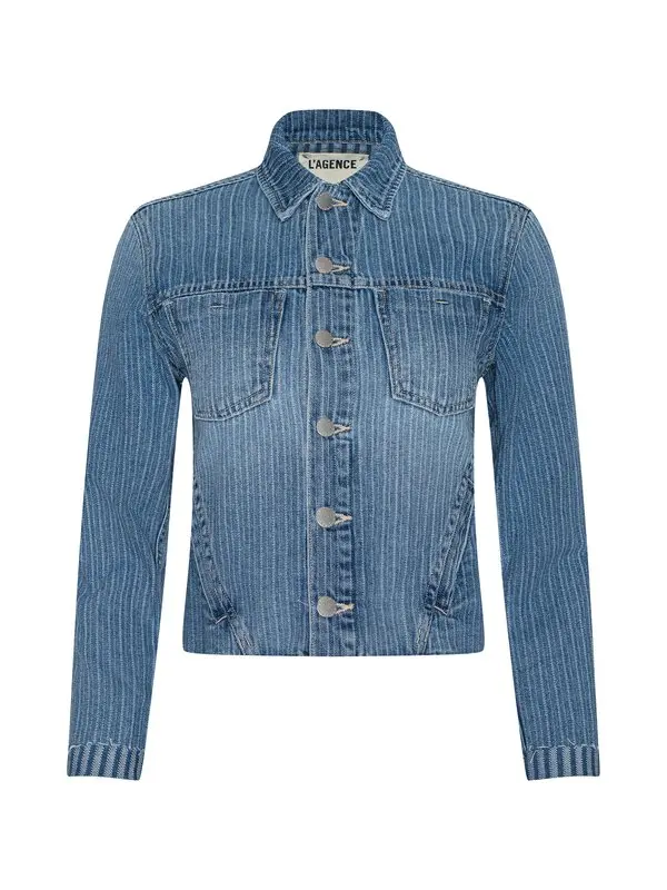 L'Agence Janelle Pinstriped Denim Jacket