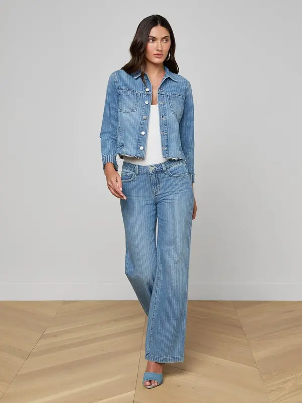 L'Agence Janelle Pinstriped Denim Jacket