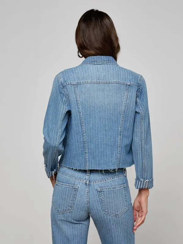 L'Agence Janelle Pinstriped Denim Jacket