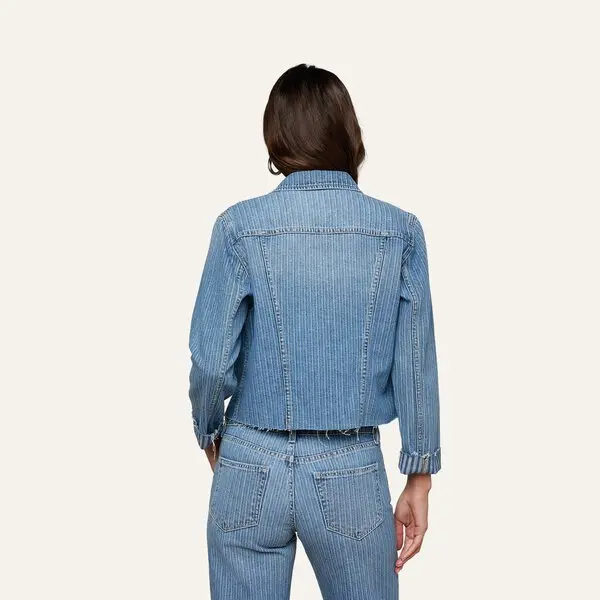 L'Agence Janelle Pinstriped Denim Jacket