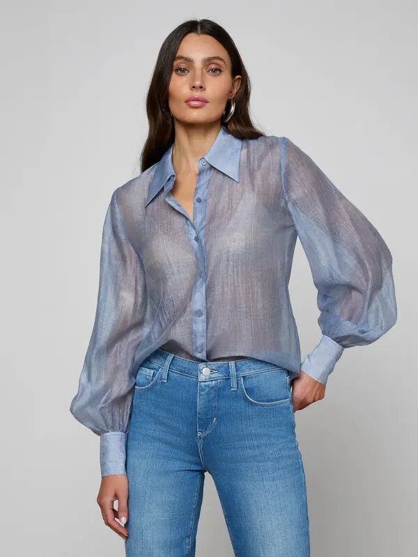 L'Agence Jayleen Blouse Top - Pale Harbor Blue