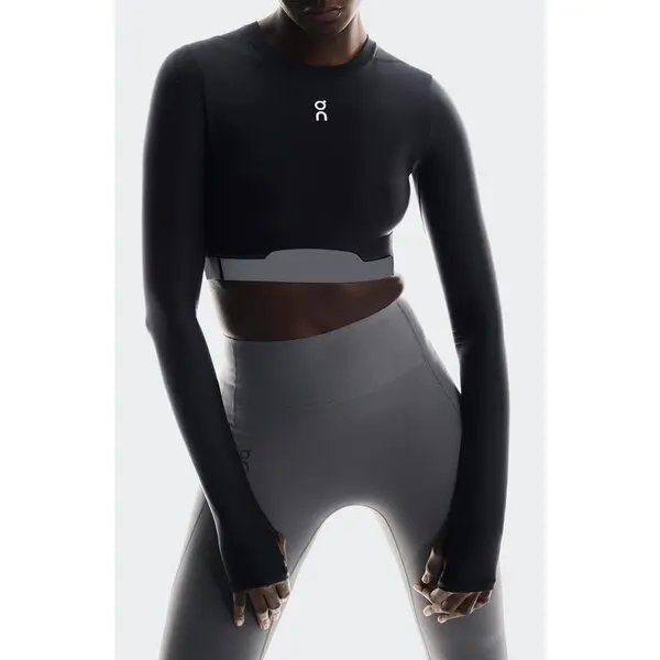 On Crop Long Sleeve T-shirt - Black