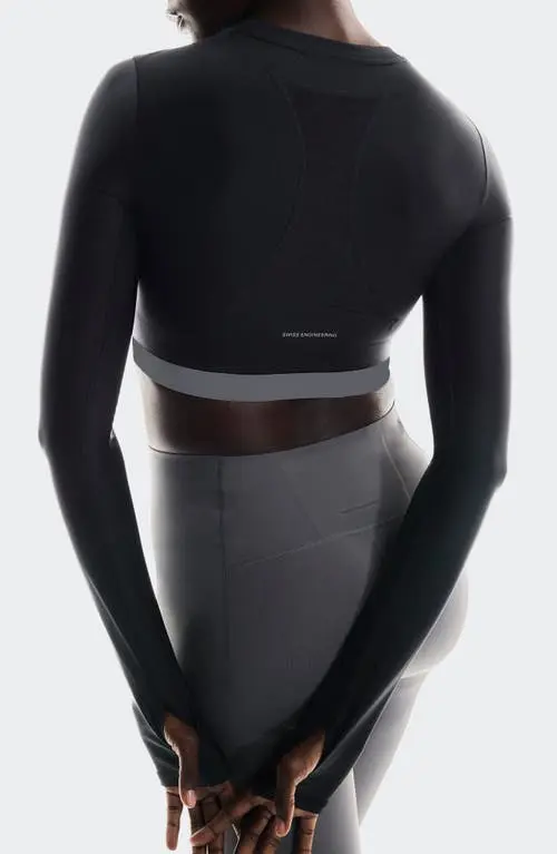 On Crop Long Sleeve T-shirt - Black