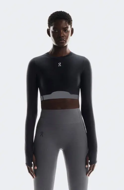 On Crop Long Sleeve T-shirt - Black
