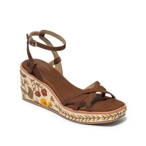 Bernardo Woven Wedge Sandals - Saddle