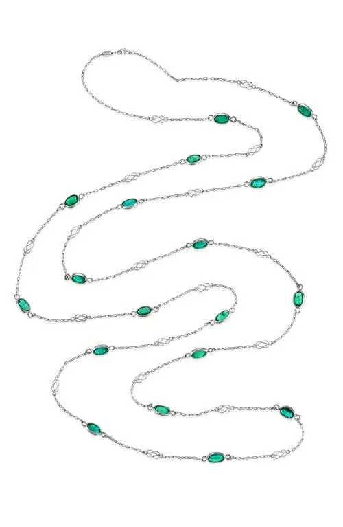 MINDI MOND Emerald Gatsby Chain Necklace - 18k White Gold