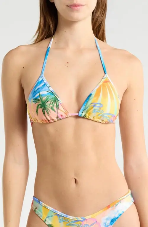 Rip Curl Hotel Malibu Sliding Triangle Bikini Top - Yellow Multi