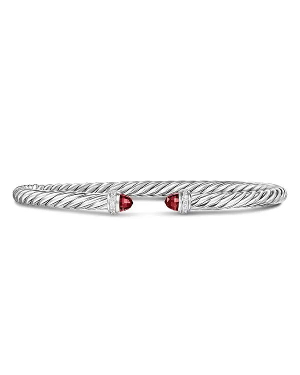 David Yurman Cablespira Flex Bracelet - Garnet/silver