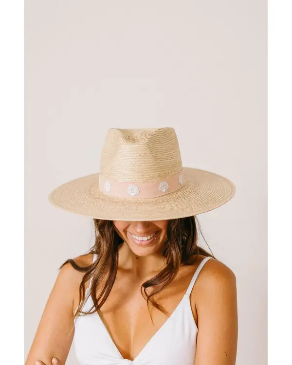 SUNSHINE TIENDA Shell Haven Palm Straw Sun Hat - Blush
