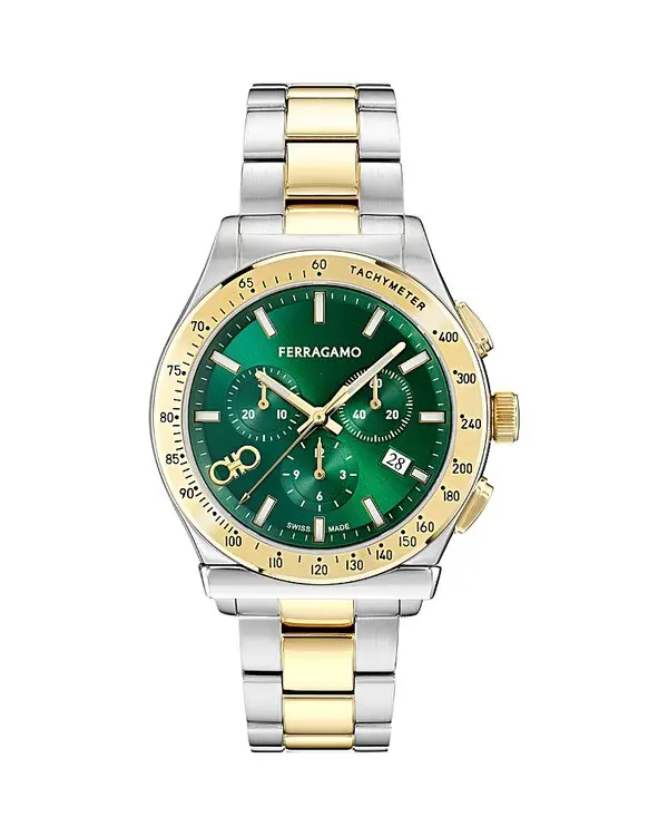 FERRAGAMO 1927 Chronograph 42mm - Two Tone/green