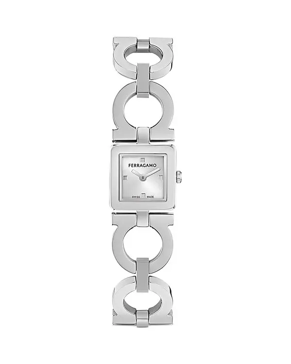 FERRAGAMO Double Gancini Watch, 19mm - Stainless Steel/silver