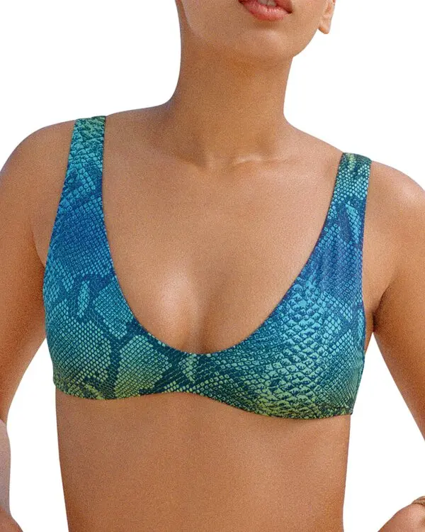 SKIMS Plunge Bikini Top - Aqua Airbrush Snake