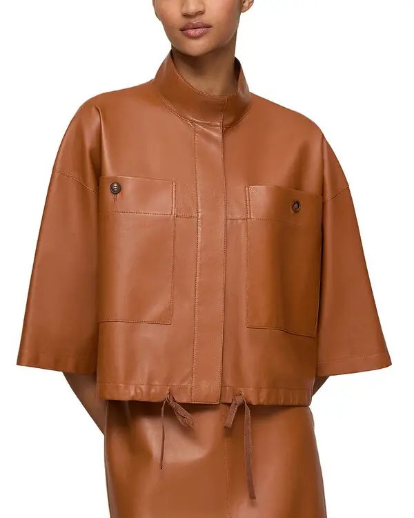 Lafayette 148 New York Leather Oversized Shirt Jacket