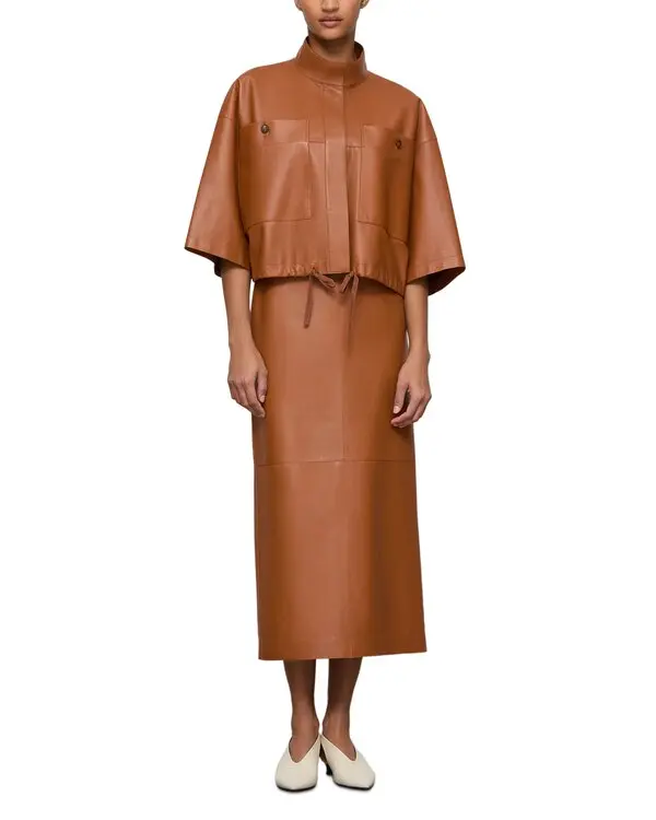 Lafayette 148 New York Leather Oversized Shirt Jacket