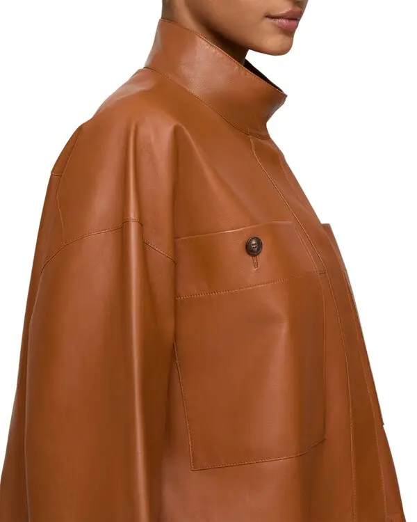 Lafayette 148 New York Leather Oversized Shirt Jacket