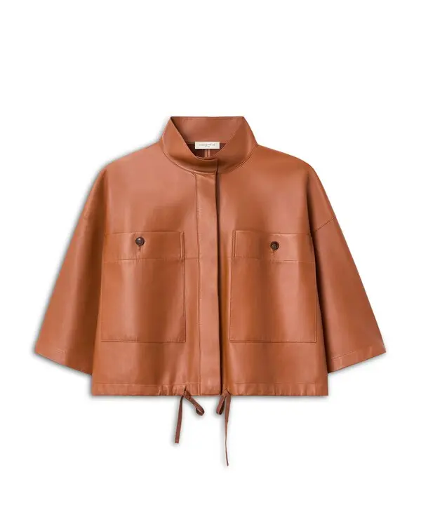 Lafayette 148 New York Leather Oversized Shirt Jacket