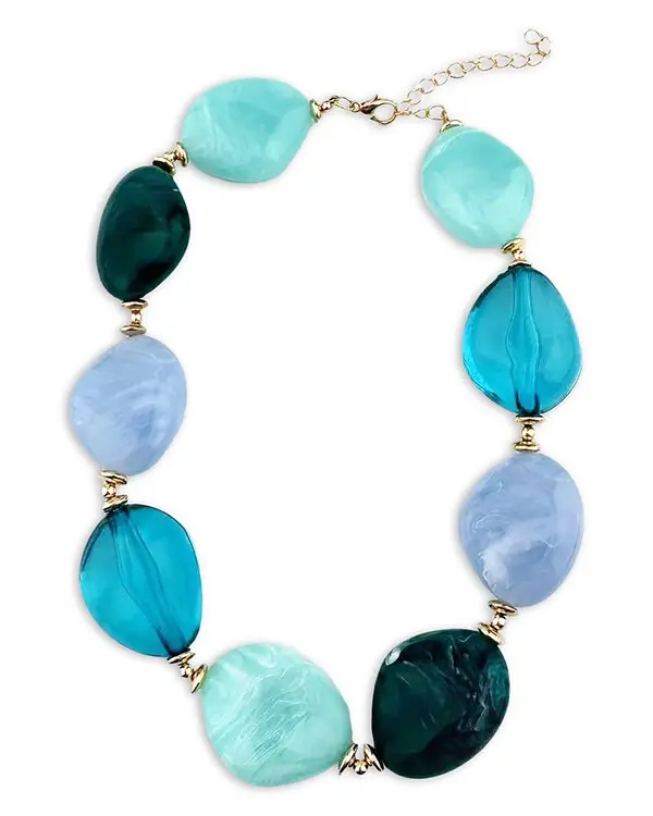 Aqua Chunky Bead Statement Necklace - Blue Multi