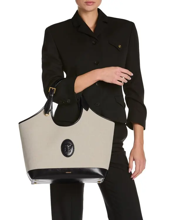 Versace Fabric & Leather Large Tote