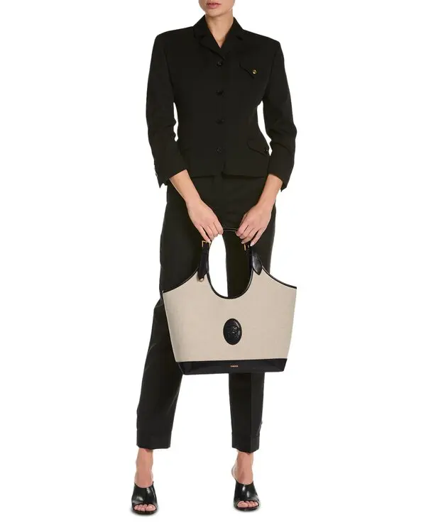 Versace Fabric & Leather Large Tote