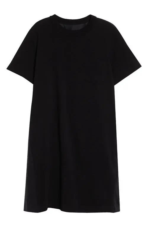 Sacai Cotton Jersey & Nylon Twill Dress - Black