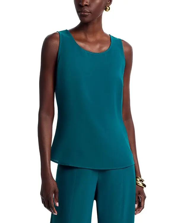 Misook Classic Crepe De Chine Tank Top - Spruce