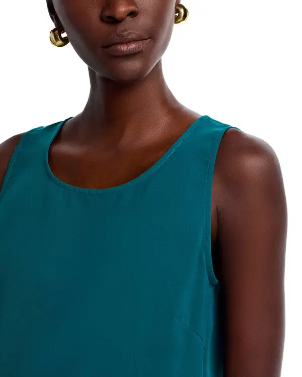 Misook Classic Crepe De Chine Tank Top - Spruce
