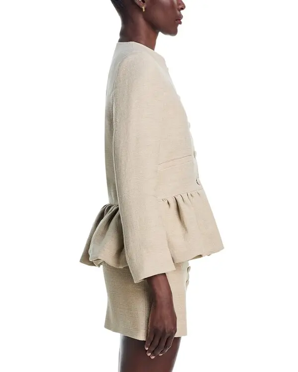 LIBEROWE Linen Peplum Jacket - Beige