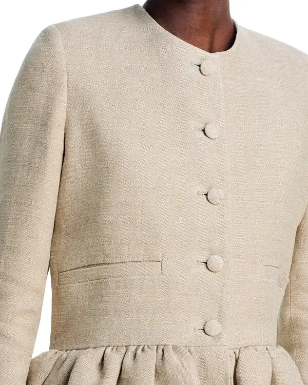 LIBEROWE Linen Peplum Jacket - Beige