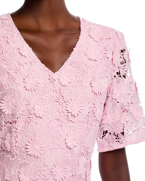 Misook Woven Floral Applique Dress