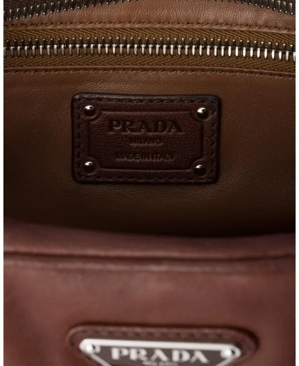 Prada Large Washed Leather Top-handle Bag - Brown